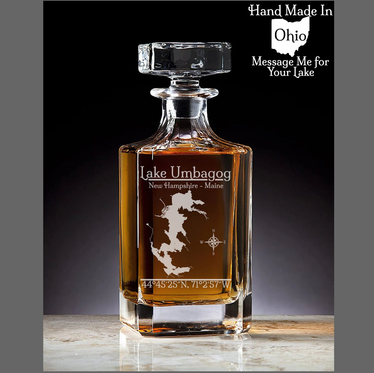 Umbagog Lake New Hampshire Whiskey Decanter | Geo Gear Co.