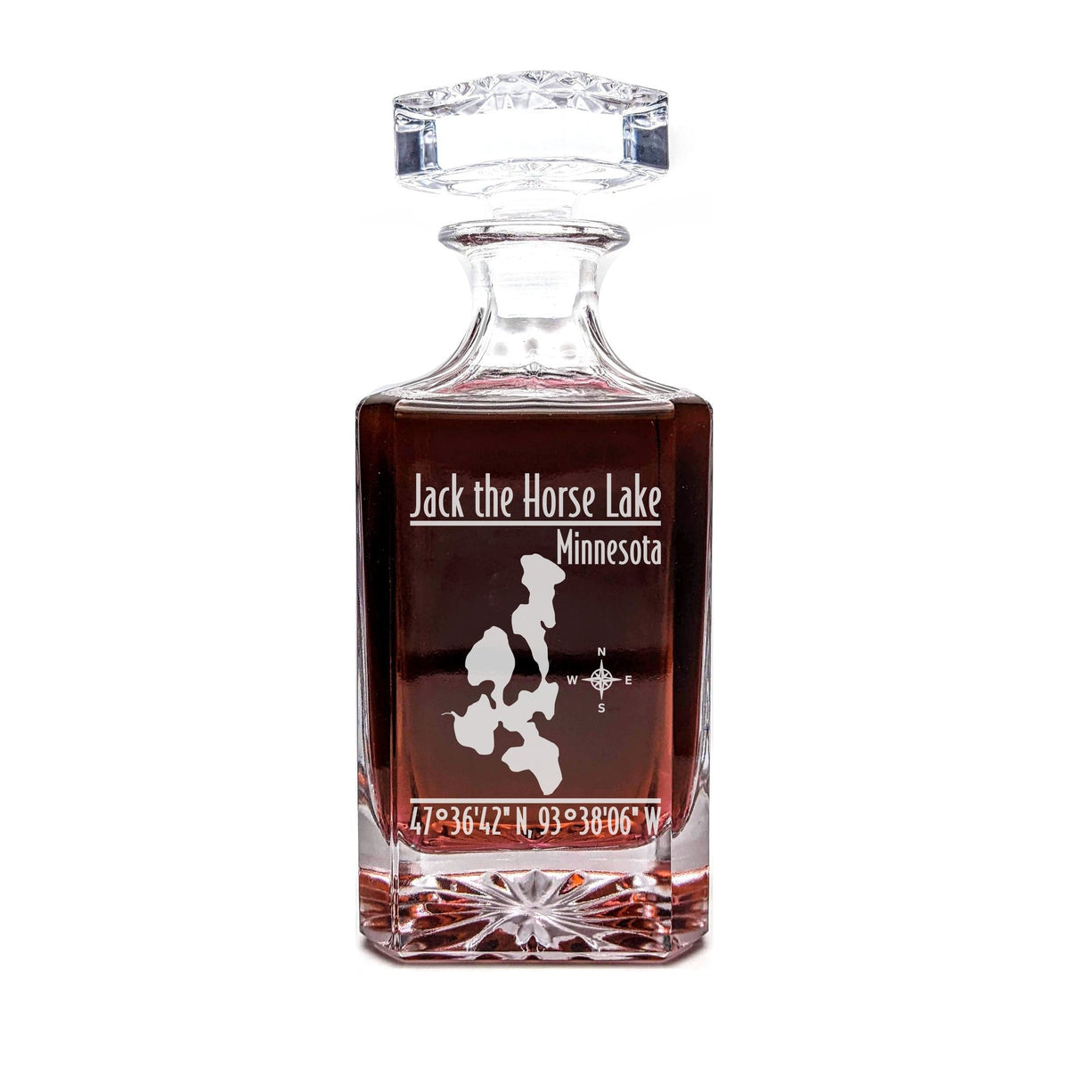 Jack the Horse Lake, Minnesota | Whiskey Decanter | Laser Etched | Fat ...